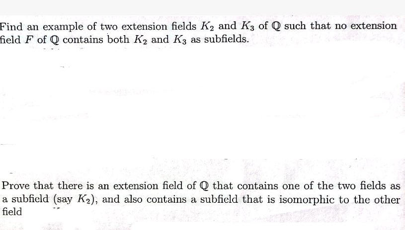 Solved Find an example of two extension fields K2 and K3 of | Chegg.com