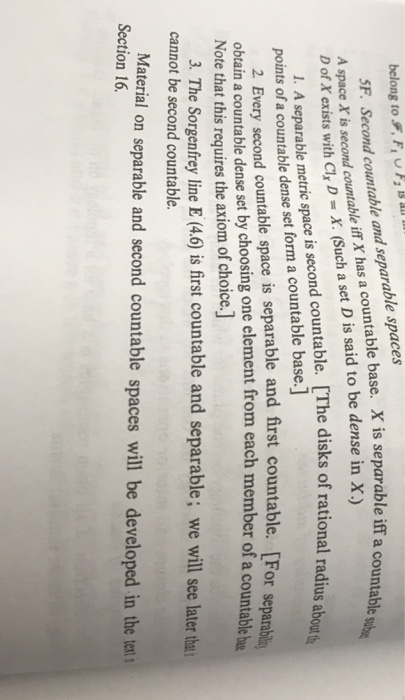 Solved belong to F, Fl li 5F. Second countable and separable | Chegg.com