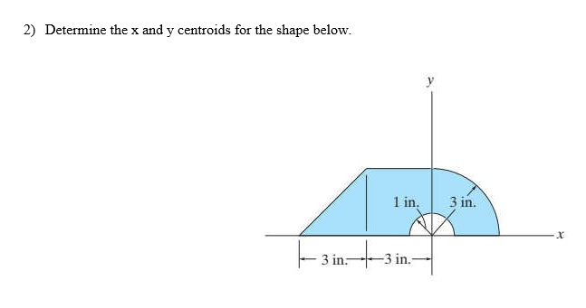 Solved 2) Determine the x and y centroids for the shape | Chegg.com