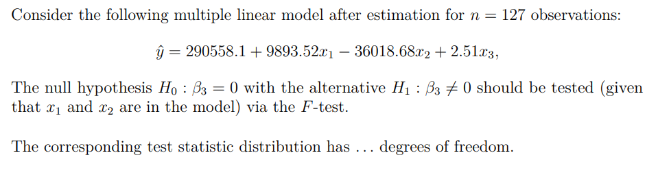 Solved Consider the following multiple linear model after | Chegg.com