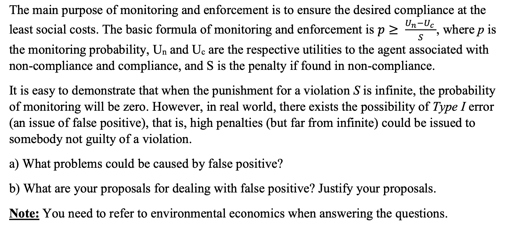 Solved S The main purpose of monitoring and enforcement is | Chegg.com