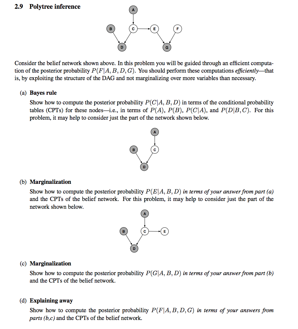 2.9 Polytree inference Consider the belief network | Chegg.com