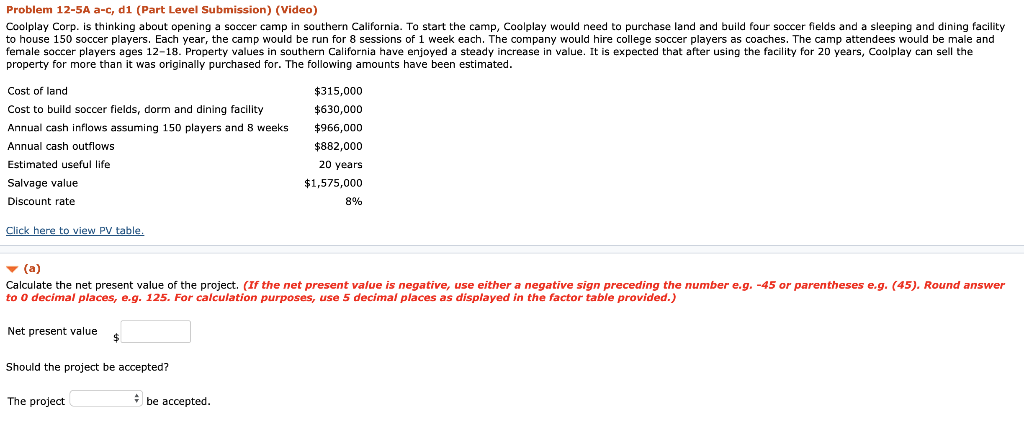 Solved Problem 12-5A a-c, d1 (Part Level Submission) (Video) | Chegg.com