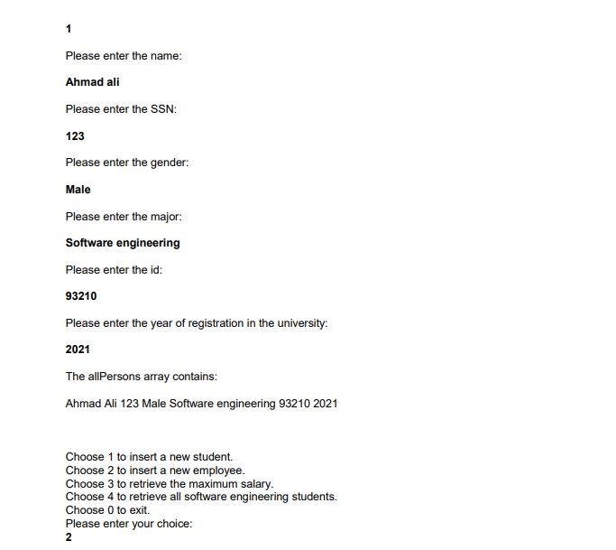 Solved In Lab Q1) Write a java program with the following | Chegg.com