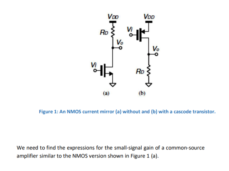 Solved VOD VOD RD Vi J V. Vo 5 RD (b) Figure 1: An NMOS | Chegg.com