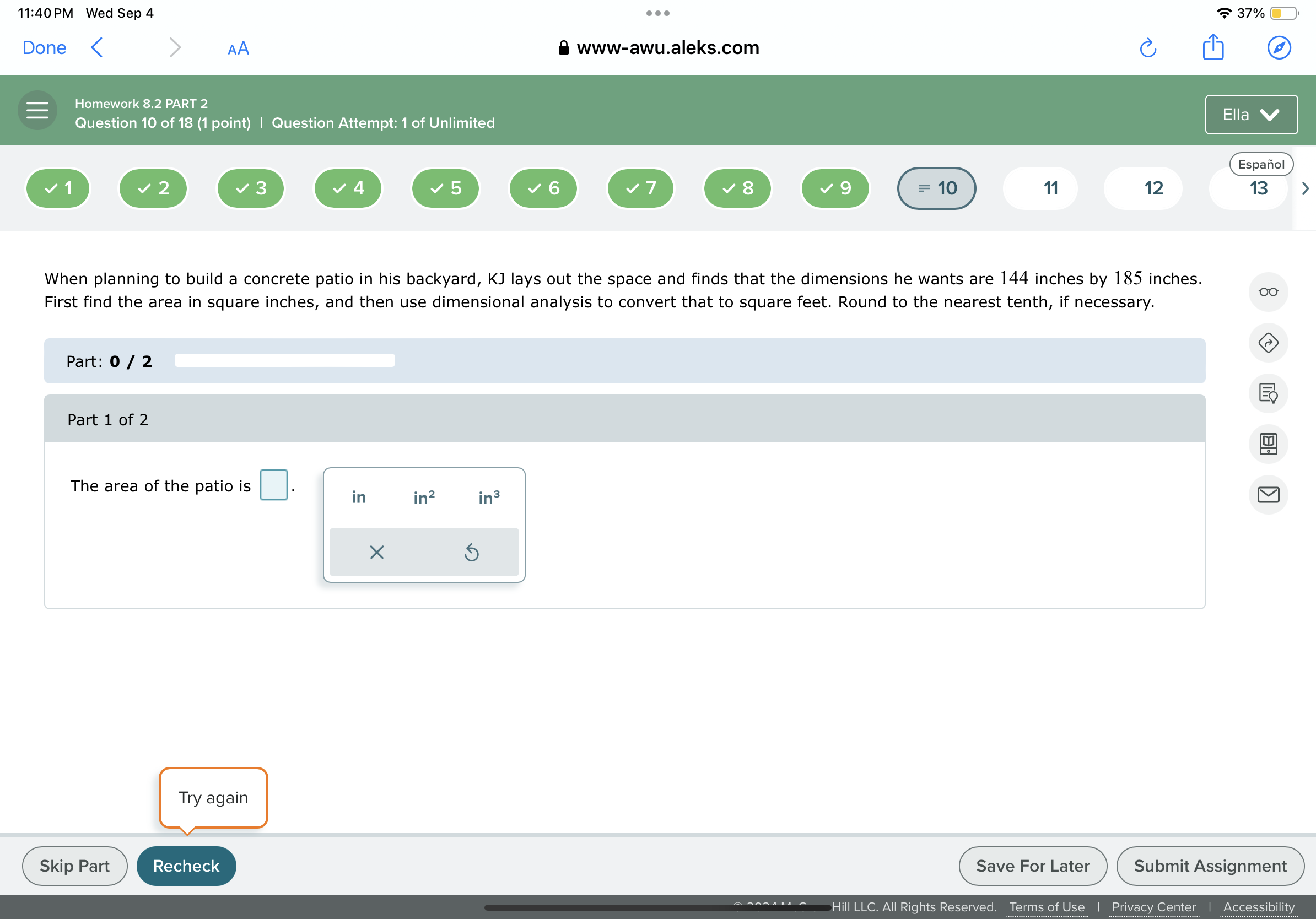 Solved When planning to build a concrete patio in his | Chegg.com