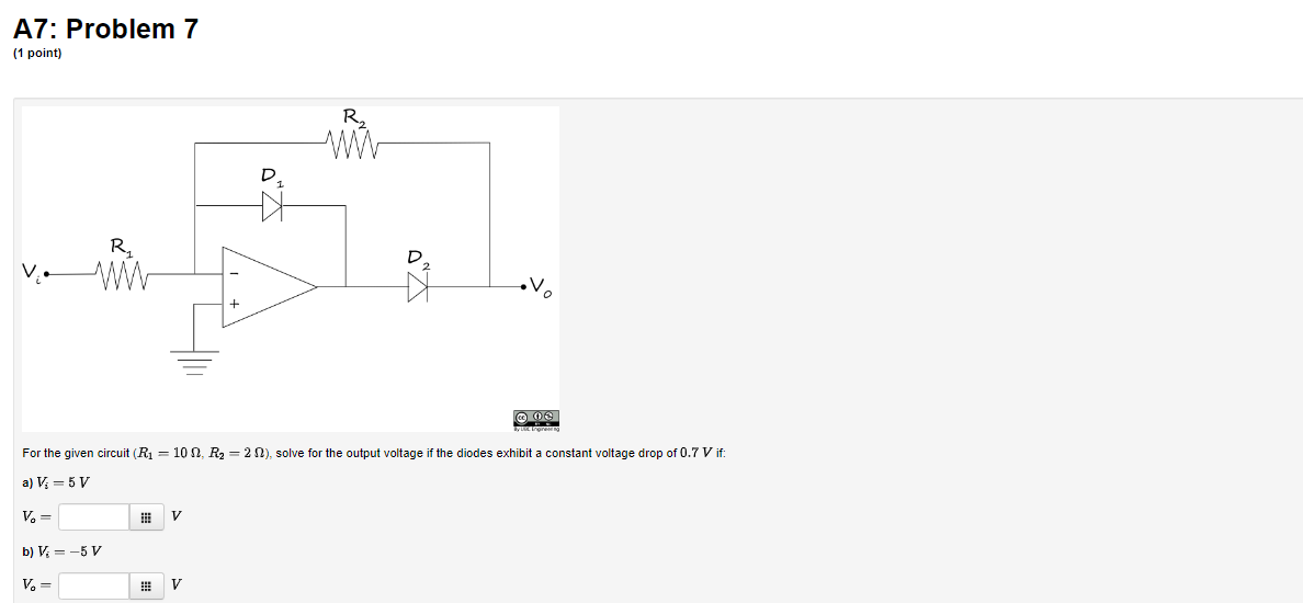Solved A7: Problem 7 (1 point) For the given circuit ( | Chegg.com