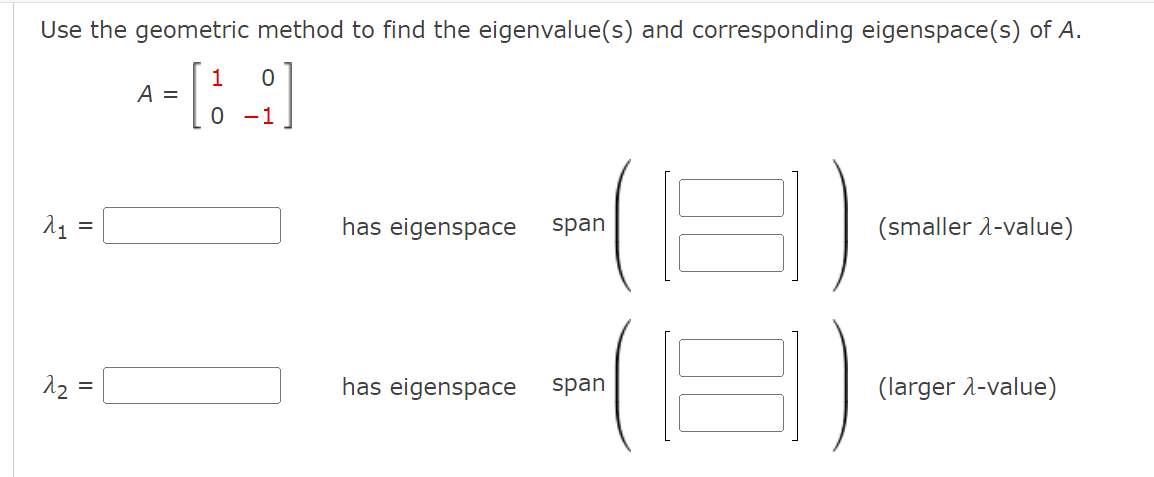 Solved Use the geometric method to find the eigenvalue(s) | Chegg.com
