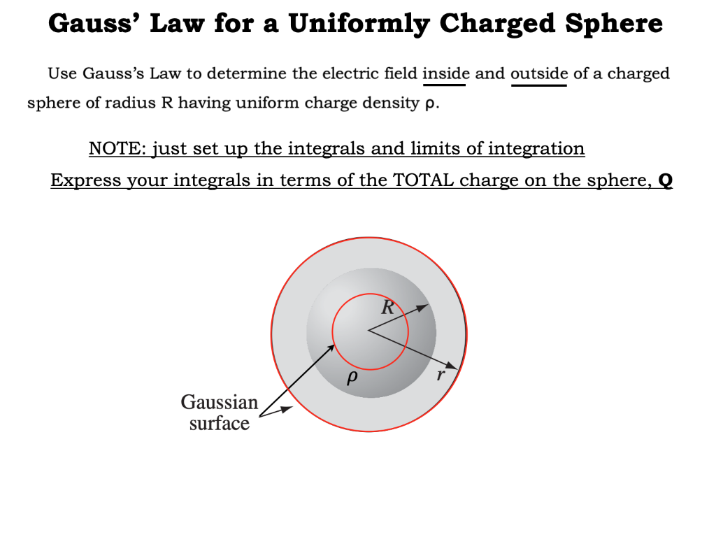 Solved Gauss' Law for a Uniformly Charged Sphere Use Gauss's | Chegg.com Solved Gauss' Law for a Uniformly Charged Sphere Use Gauss's | Chegg.com