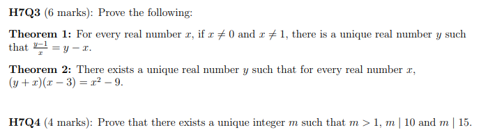 Solved H7Q3 (6 marks): Prove the following: Theorem 1: For | Chegg.com