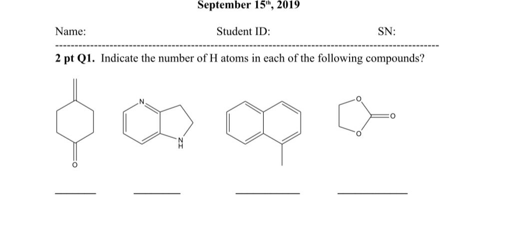 Solved Name:Student ID:SN:2 ﻿pt Q1. ﻿Indicate the number of | Chegg.com