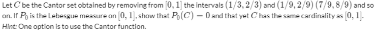 Solved a. Prove cantor function is continuous and this | Chegg.com