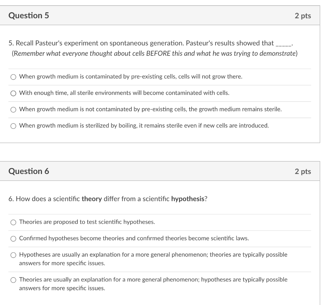 Solved Question 5 2 pts 5. Recall Pasteur's experiment on | Chegg.com