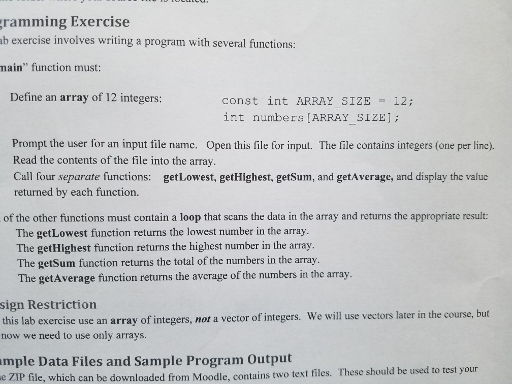 Solved gramming Exercise ab exercise involves writing a | Chegg.com