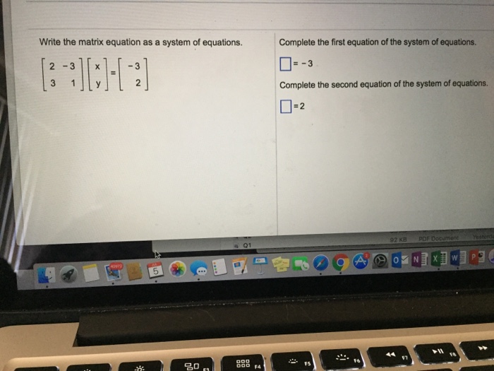 Solved Write the matrix equation as a system of equations. | Chegg.com