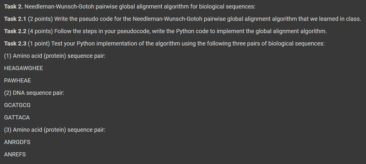 Solved Task 2.2~2.3# read in BLOSUM50 matrix to use | Chegg.com