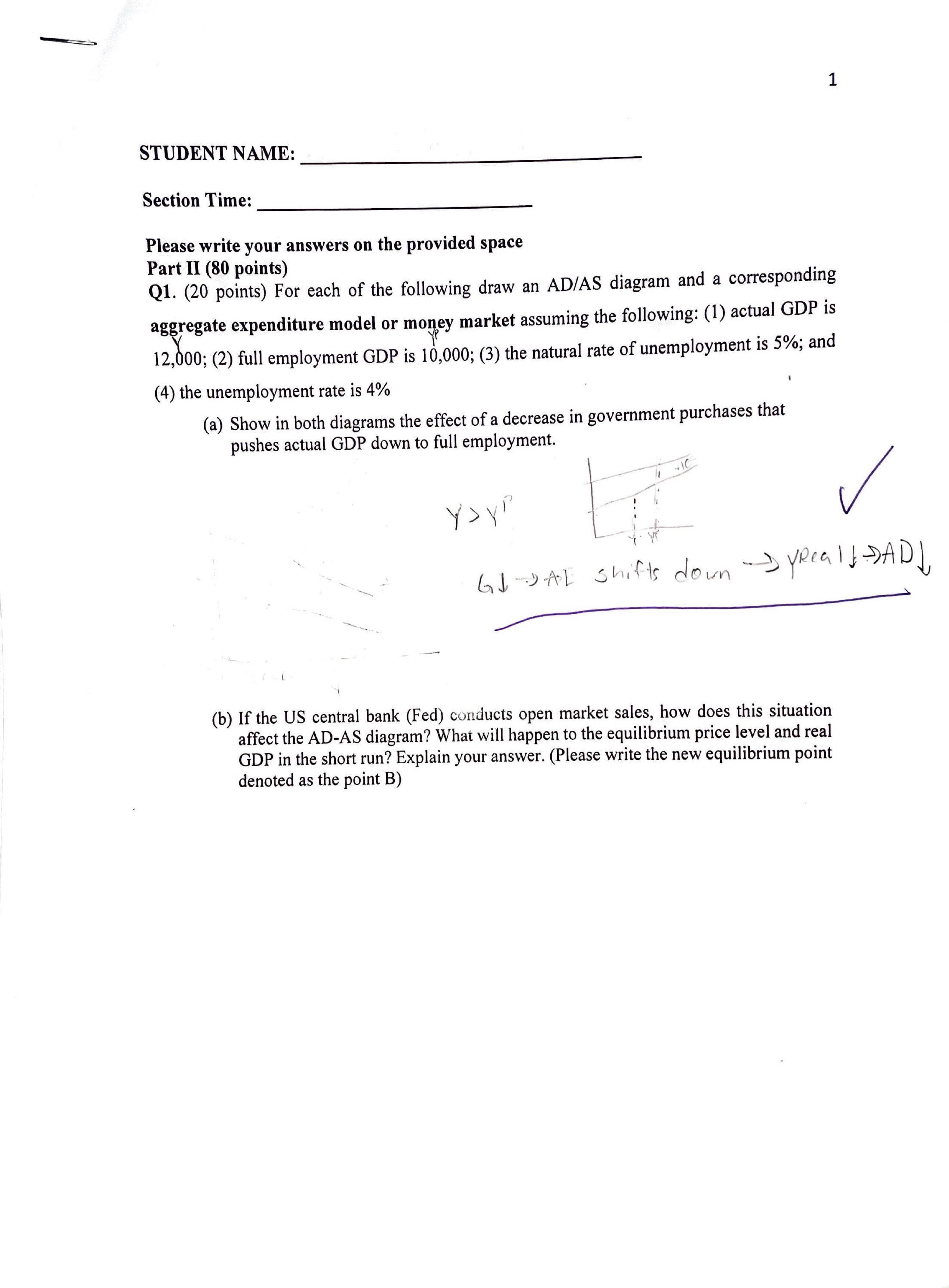 Solved Please write your answers on the provided space Part | Chegg.com