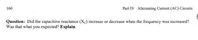 Solved EXPERIMENT Name Date 20 Capacitive Reactance | Chegg.com