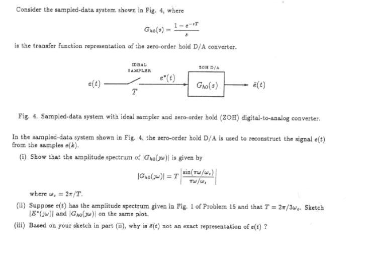 Solved Consider the sampled-data system shown in Fig. 4, | Chegg.com