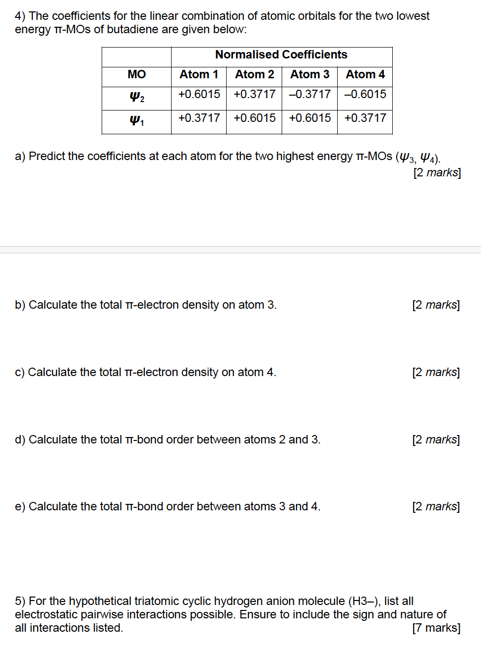 Solved 4) ﻿The coefficients for the linear combination of | Chegg.com