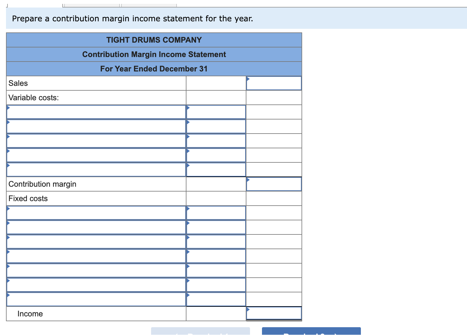 Prepare A Contribution Margin Income Statement For