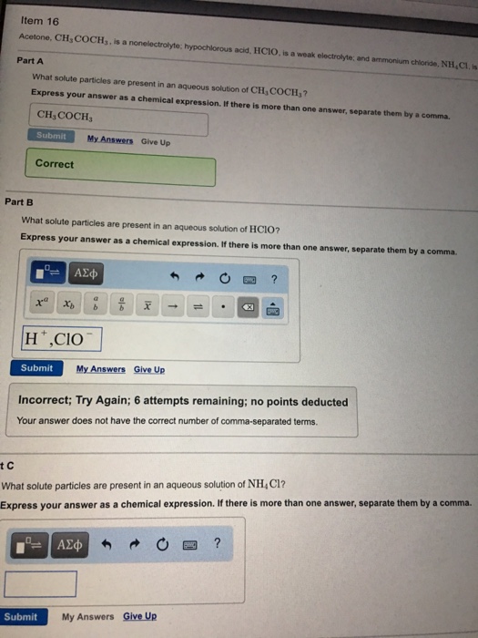 Solved what solute particles are present in an aqueous | Chegg.com