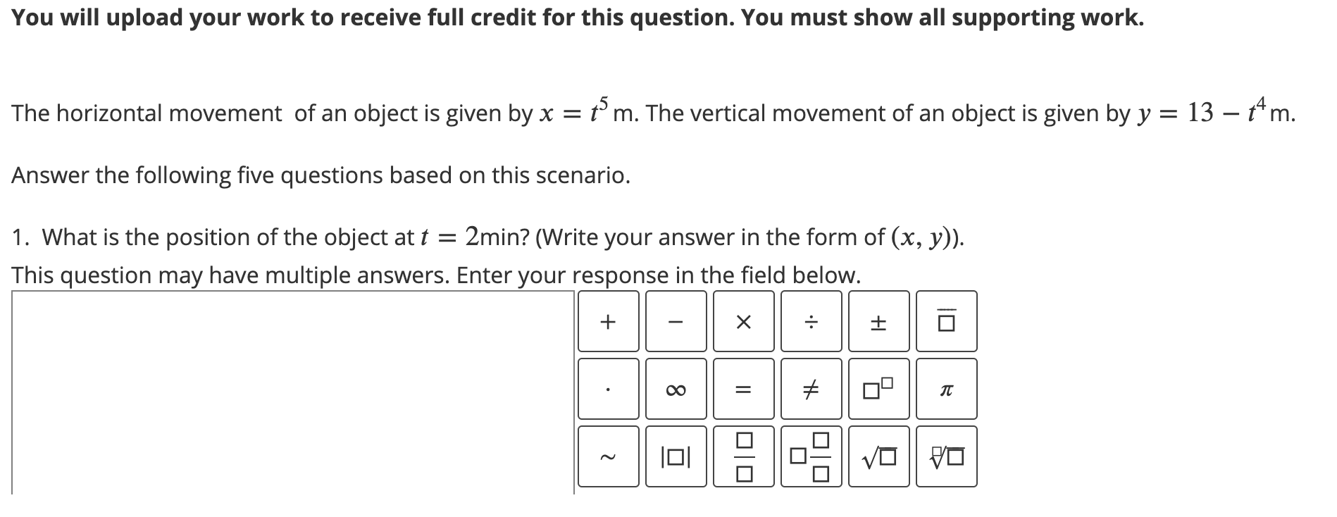 Solved You will upload your work to receive full credit for | Chegg.com