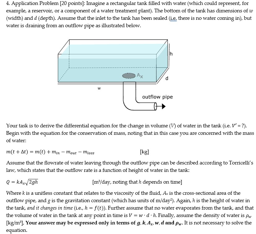 4. Application Problem [20 points]: Imagine a | Chegg.com