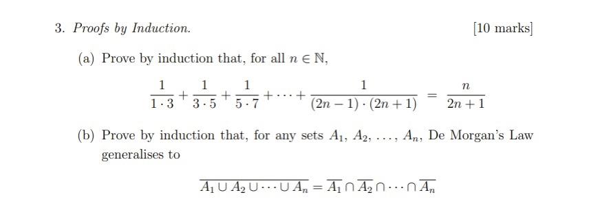 Solved 3. Proofs by Induction. [10 marks] (a) Prove by | Chegg.com
