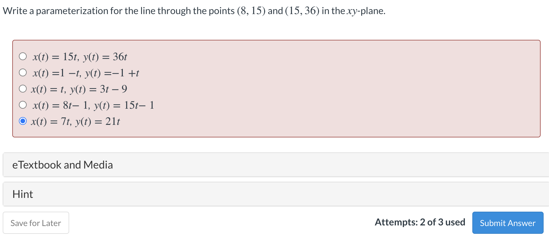 Solved Write a parameterization for the line through the | Chegg.com