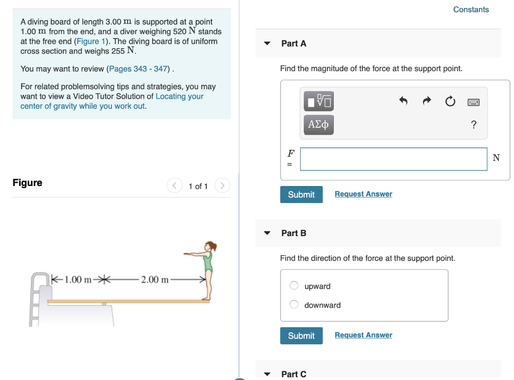 Solved Constants A diving board of length 3.00 m is | Chegg.com