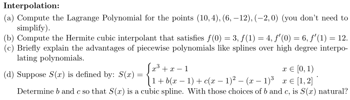 Solved Interpolation: (a) Compute the Lagrange Polynomial | Chegg.com
