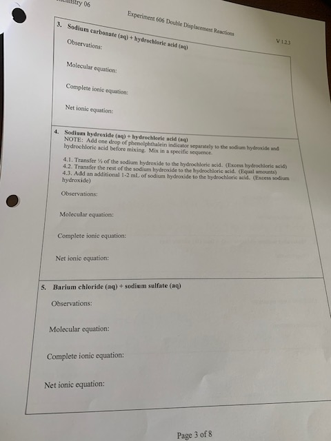 Solved V1.2.3 Chemistry 05 Experiment 606 Double | Chegg.com