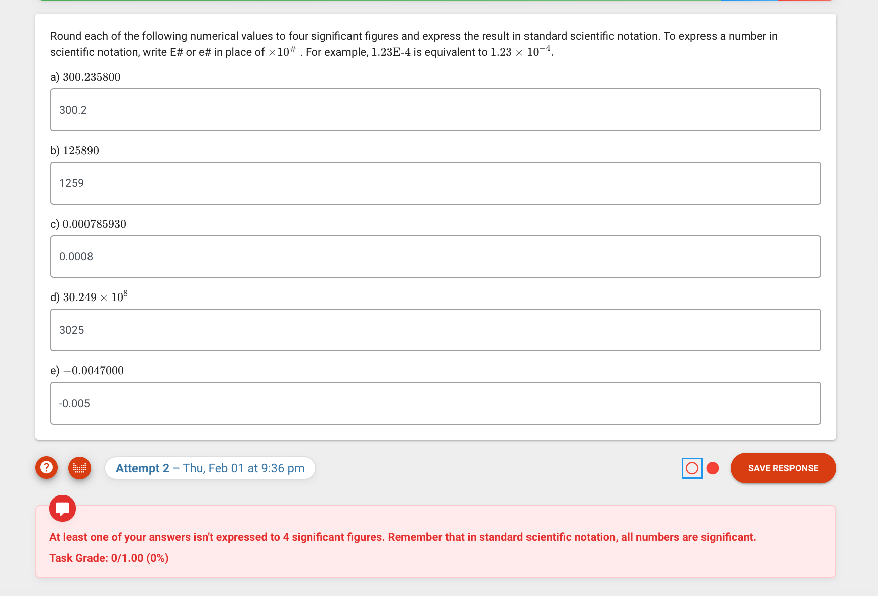 Solved Round each of the following numerical values to four | Chegg.com