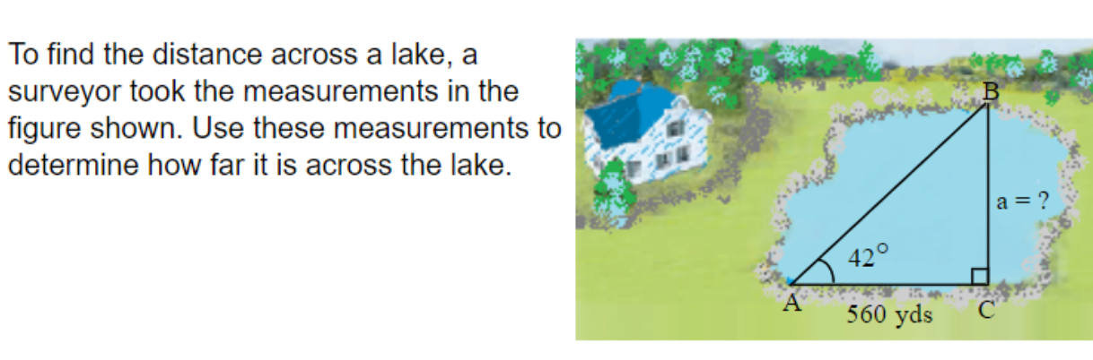 Solved To find the distance across a lake, a surveyor took | Chegg.com
