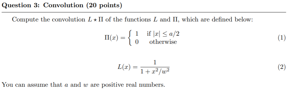 Solved Question 3: Convolution (20 points) Compute the | Chegg.com