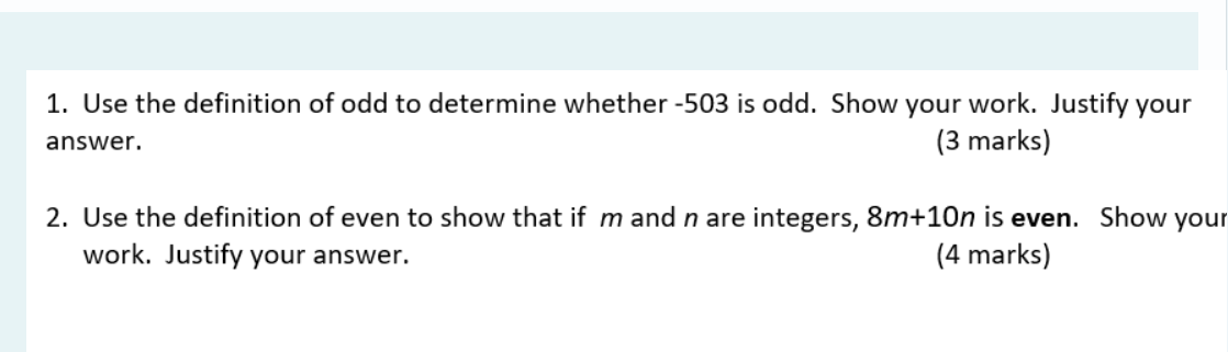 Solved 1. Use the definition of odd to determine whether | Chegg.com