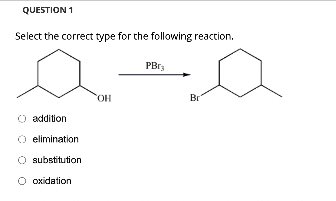 Solved Select the correct type for the following reaction. | Chegg.com