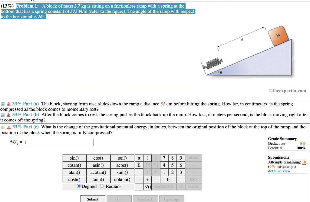 Solved Problem 1: A block of mass 2.7 kg is sitting on a | Chegg.com