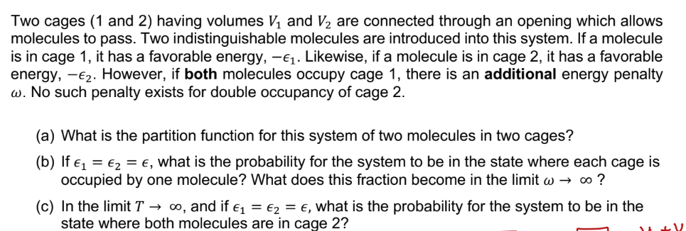 Solved Two cages (1 and 2) having volumes V1 and V2 are | Chegg.com