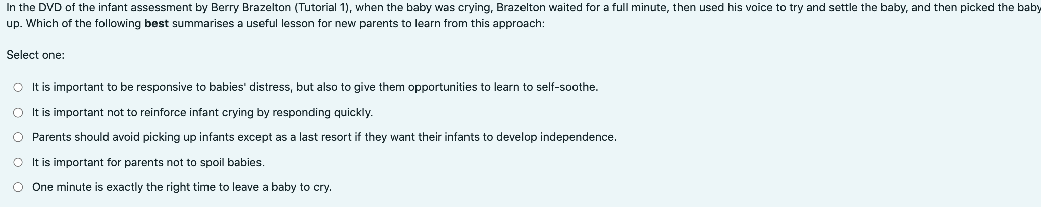 Solved In the DVD of the infant assessment by Berry | Chegg.com