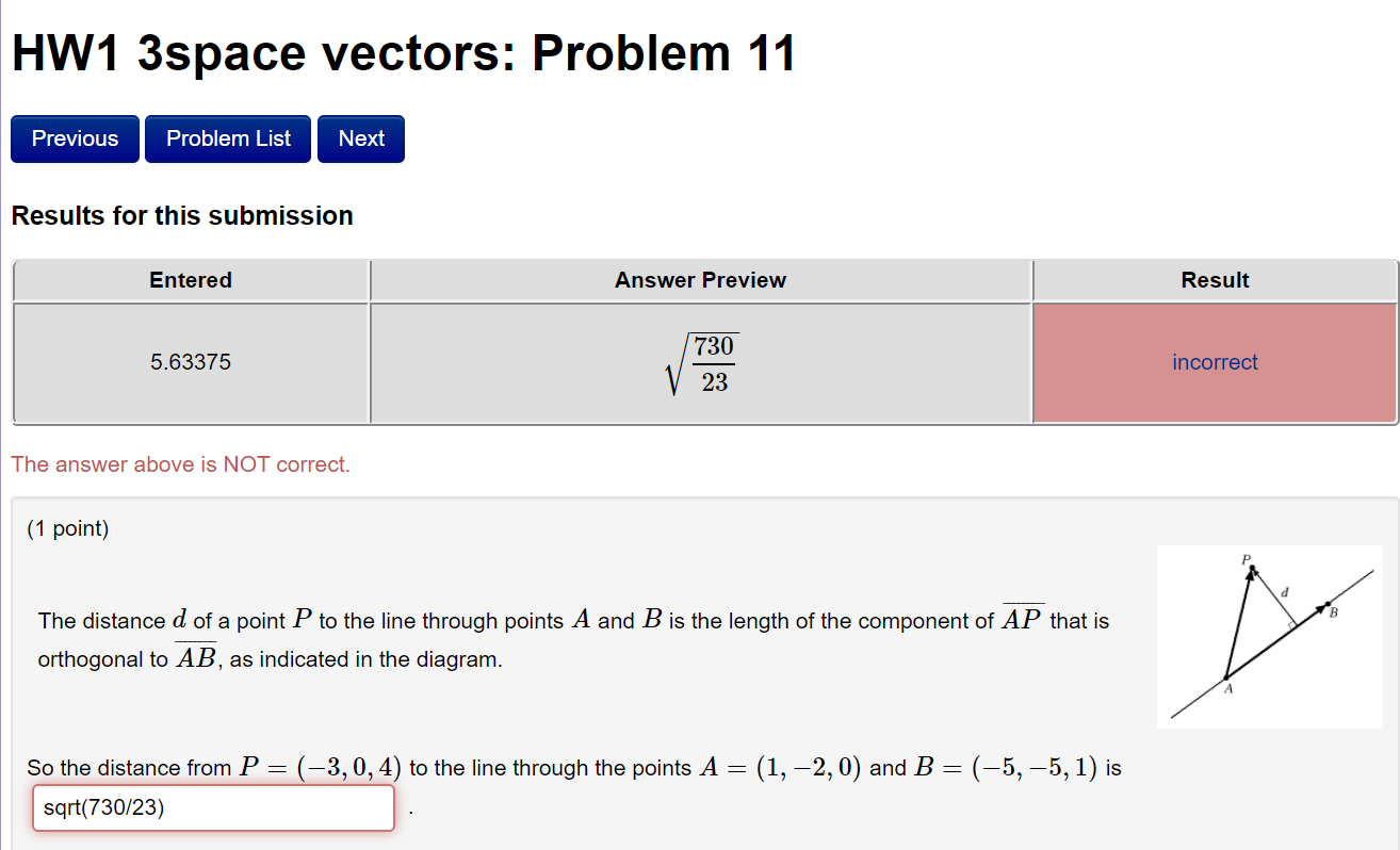 Solved HW1 3space vectors: Problem 11 Previous Problem List | Chegg.com