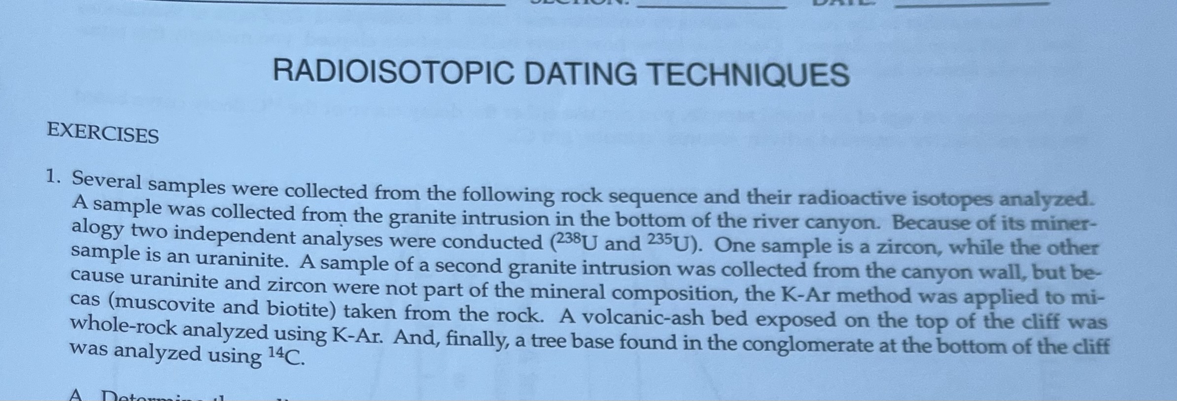 Solved RADIOISOTOPIC DATING TECHNIQUESEXERCISESSeveral | Chegg.com