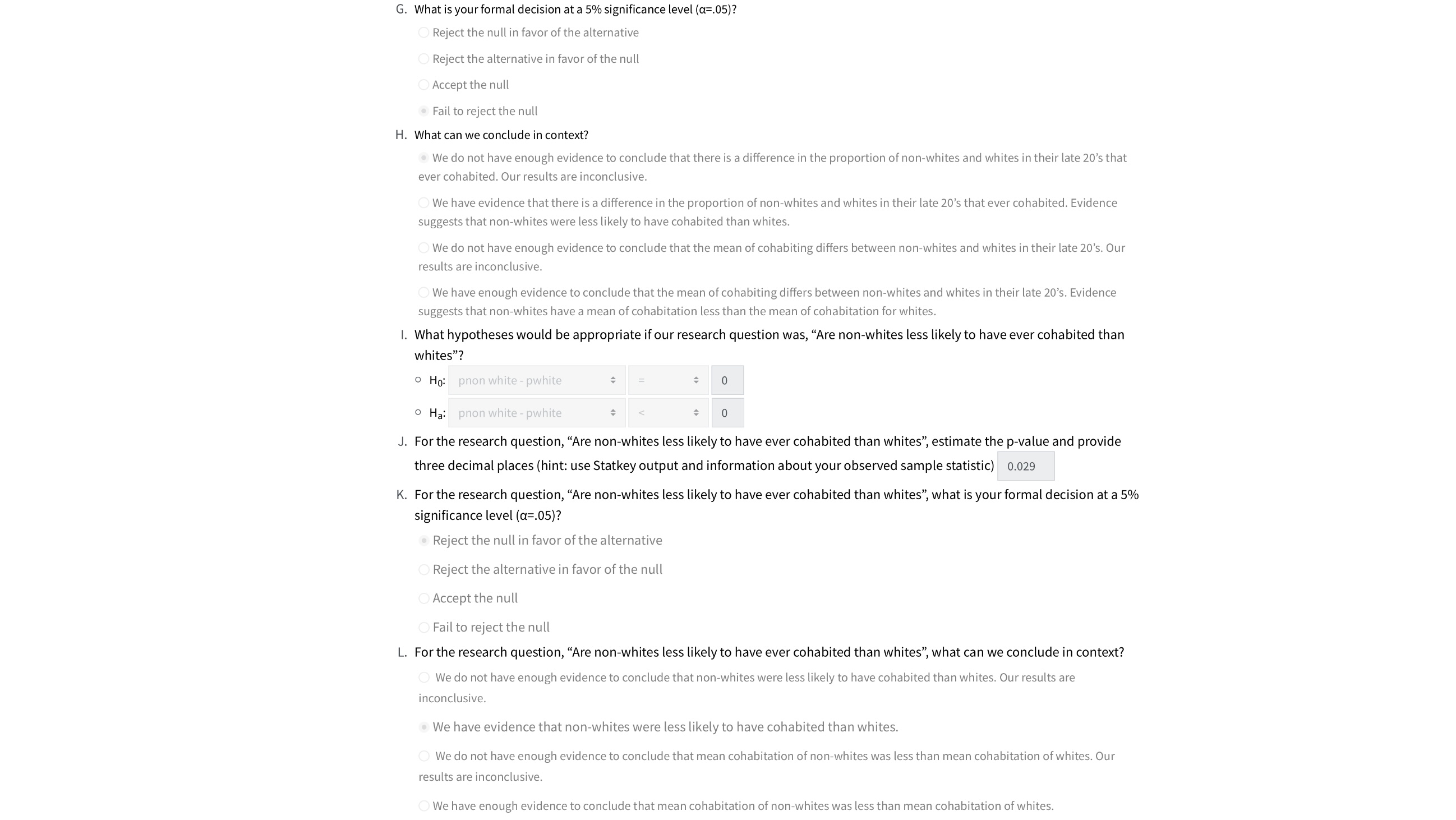 G. What is your formal decision at a 5% significance | Chegg.com