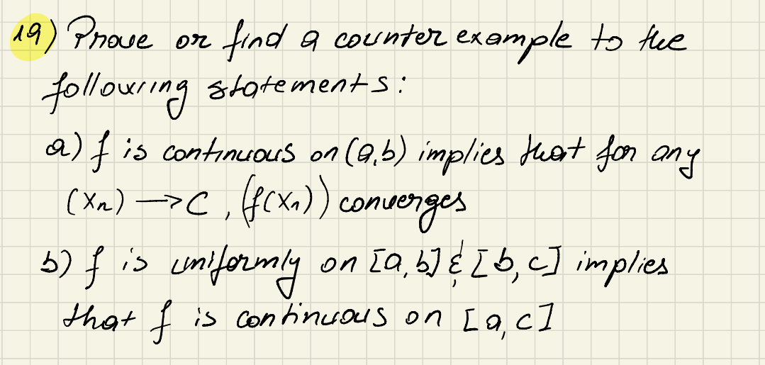 Solved 19) Prove or find a counter example to the follouring | Chegg.com