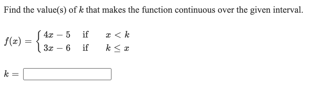 Solved Find the value(s) of k that makes the function | Chegg.com