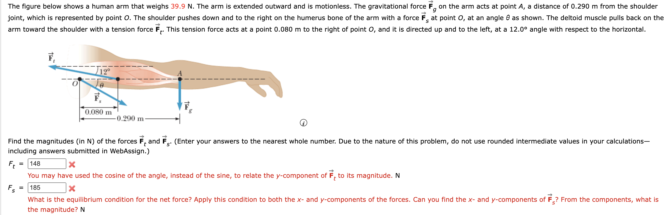 Solved i) including answers submitted in WebAssign.) Ft= You | Chegg.com