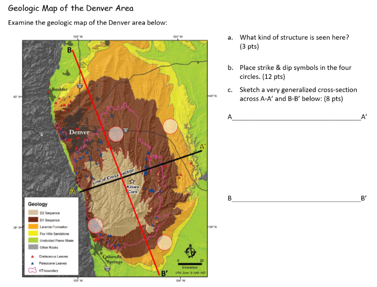 Solved Geologic Map of the Denver Area Examine the geologic | Chegg.com