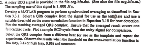 Solved A noisy BCG signal is provided in the file | Chegg.com