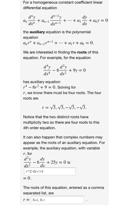 Solved For a homogeneous constant coefficient linear | Chegg.com